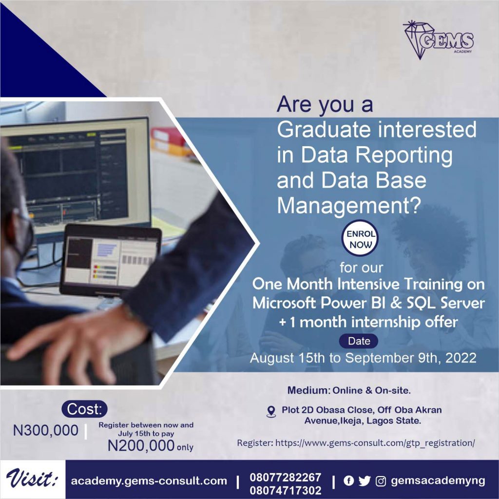 One Month Training on Power BI and SQL Server - Gems Academy ...